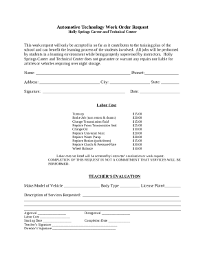 Automotive Technology Work Order Request - images - images pcmac Doc ...