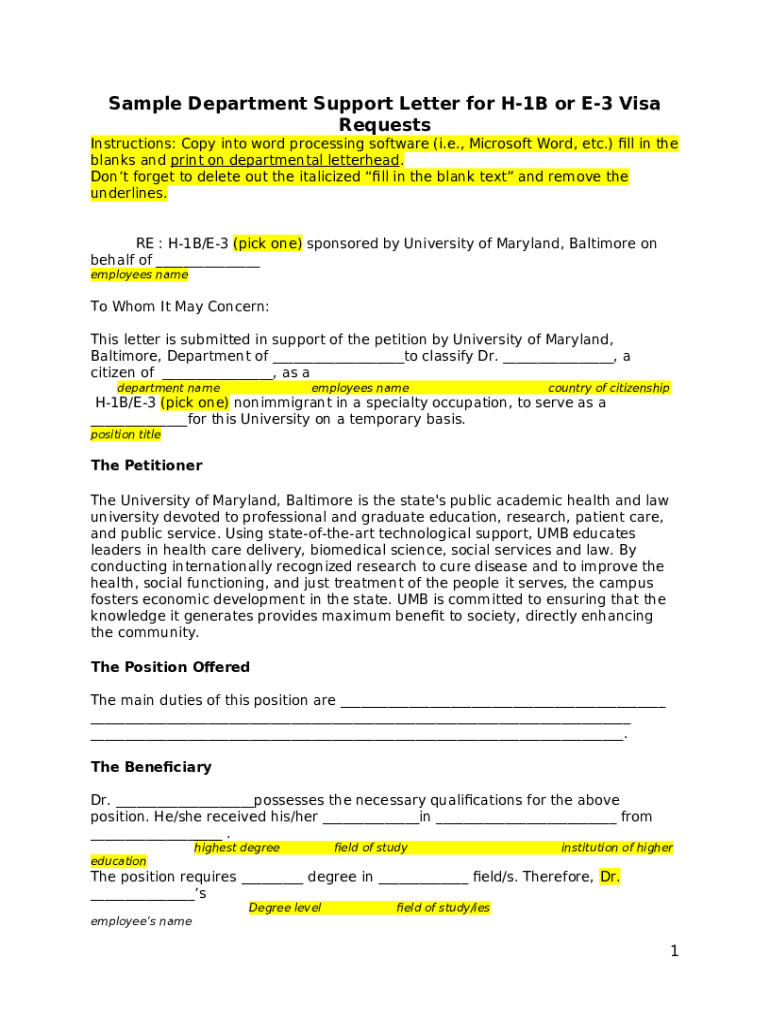 Sample H-1B Visa Support Letter to USCIS for In-House ... Doc Template | pdfFiller