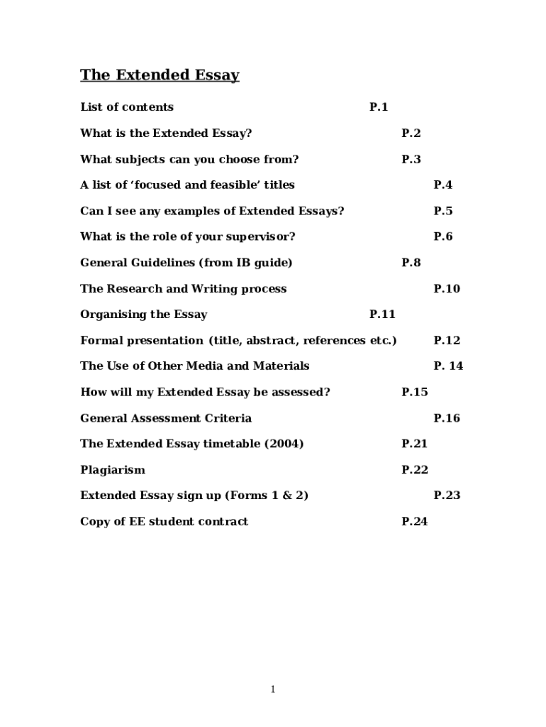 Extended Essay Guide: Criteria, at, Sample EEs Doc Template | pdfFiller