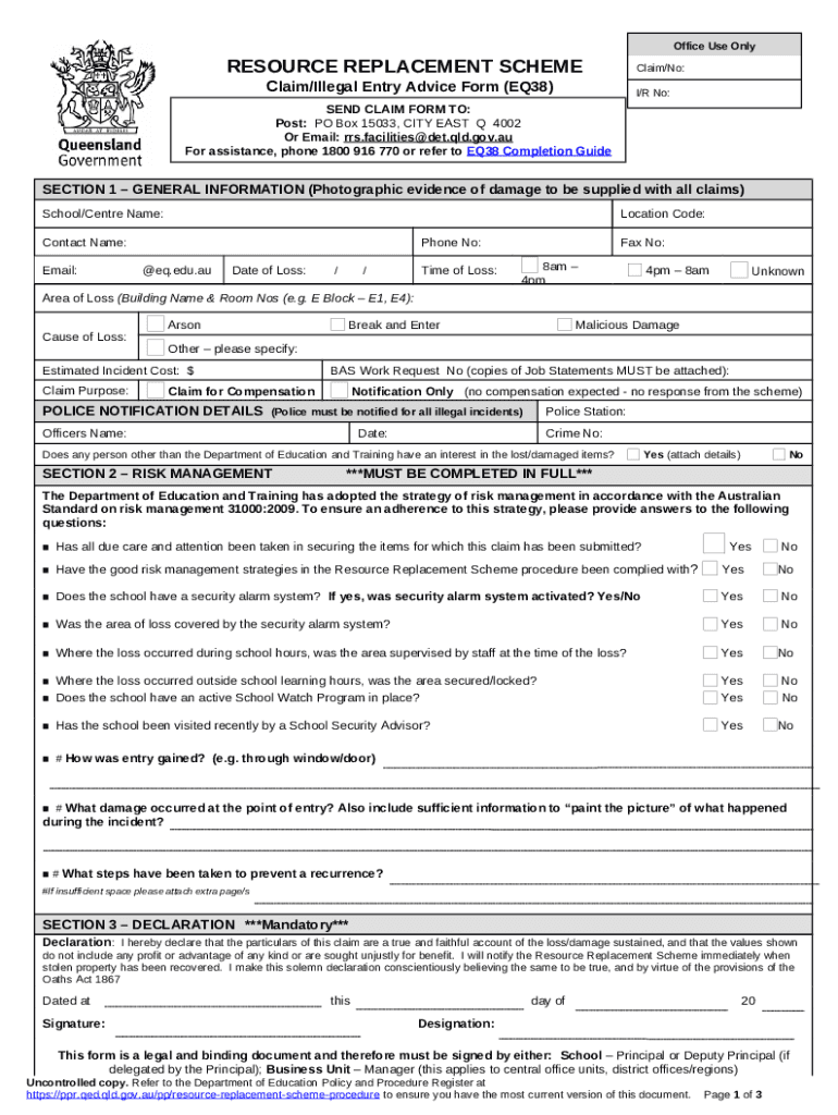 Claim illegal entry advice (EQ38) Doc Template | pdfFiller