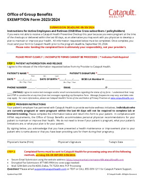 Fillable Online info groupbenefits Office of Group Benefits EXEMPTION ...