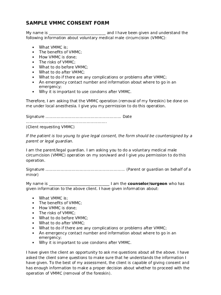 sample vmmc consent Doc Template | pdfFiller