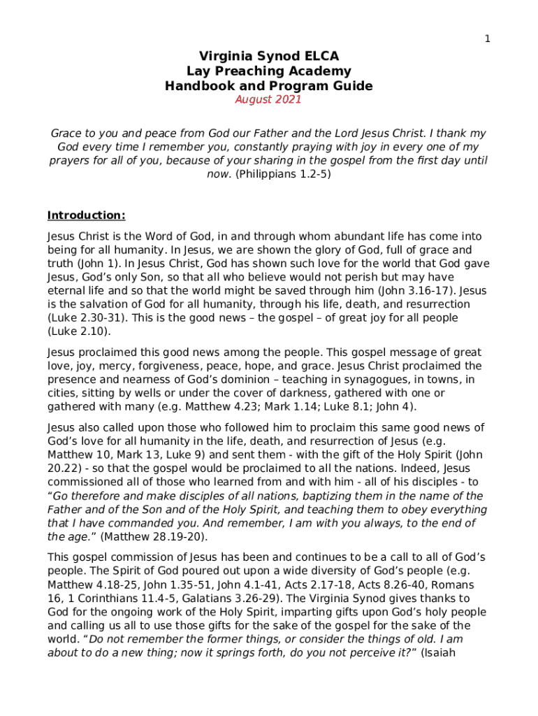 Handbook-Lay-Preaching-Academy-Virginia-Synod-ELCA- ... Doc Template ...