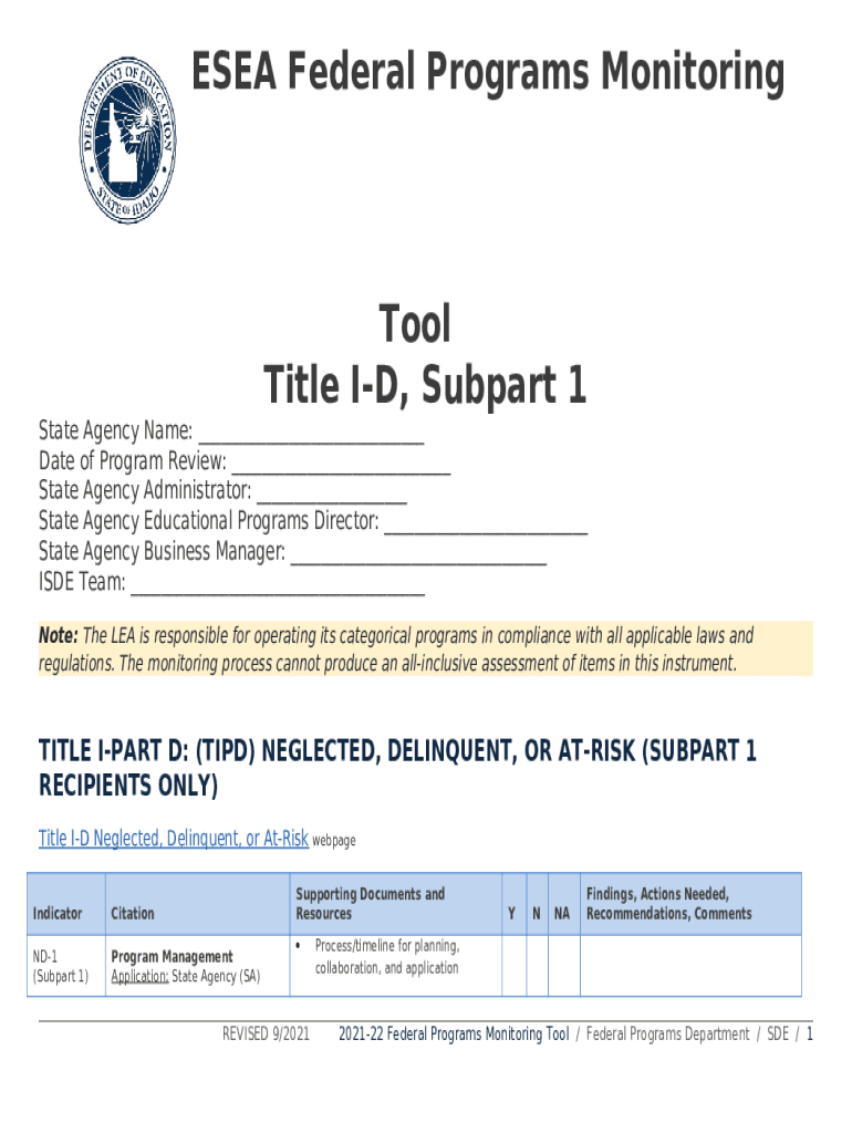 Federal Program Monitoring. SDE Template Doc Template | pdfFiller