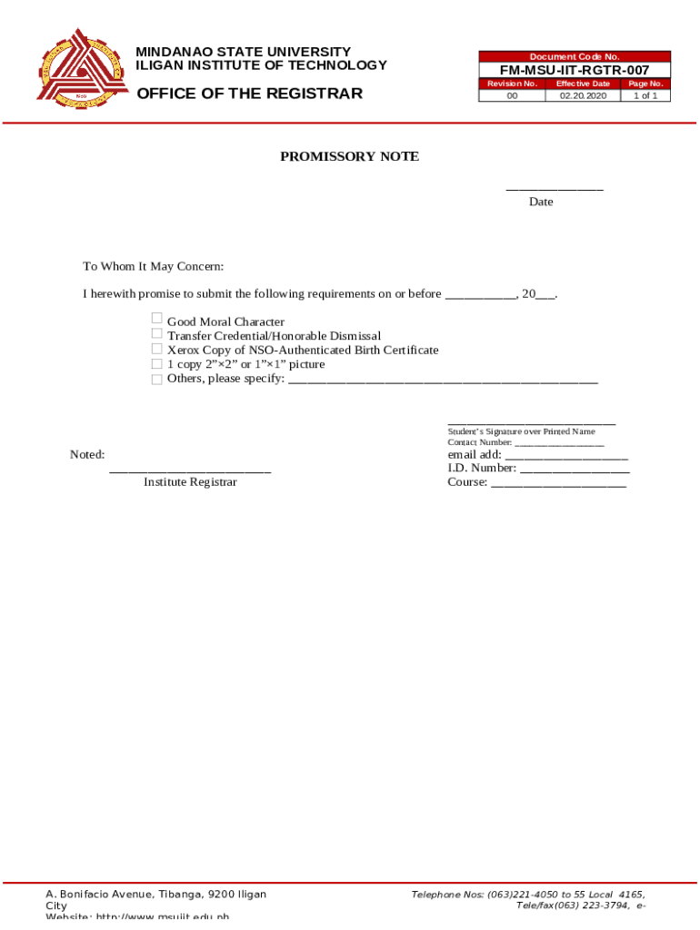 4, Promissory Note (PDF) Doc Template | pdfFiller