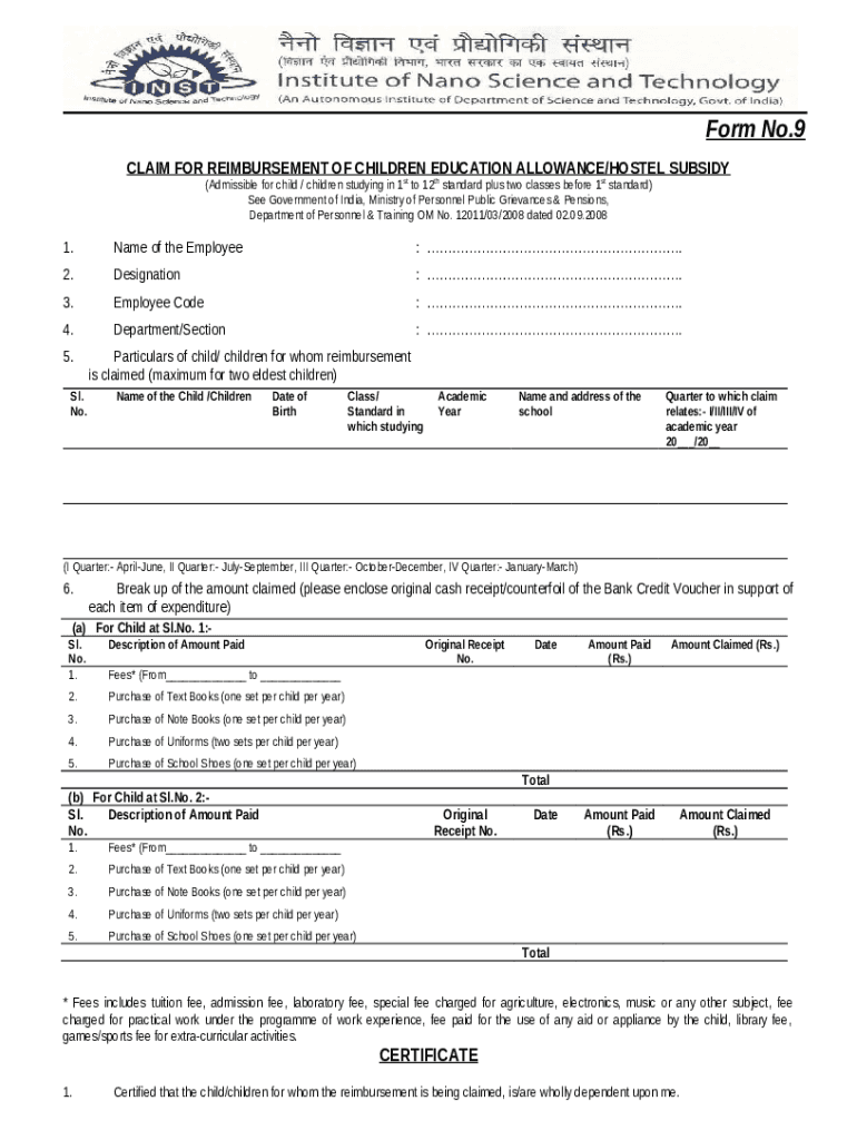 education allowance Doc Template | pdfFiller