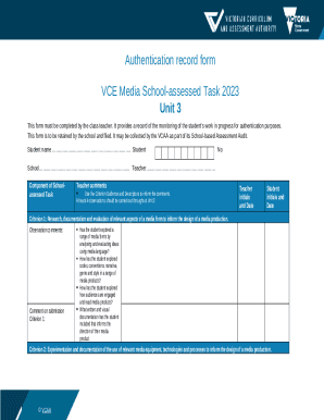 Authentication Record VCE Media School-assessed ... Doc Template ...