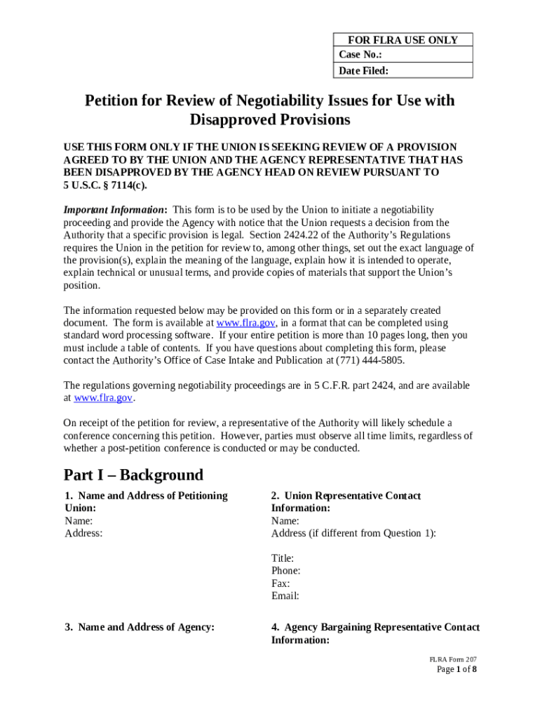 FOR FLRA... Petition For Review of Negotiability Issues For Use With ...