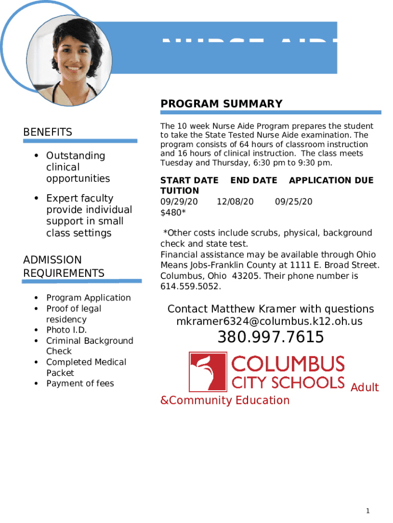 2020 2021 Nurse Aide application packet. ... Doc Template | pdfFiller