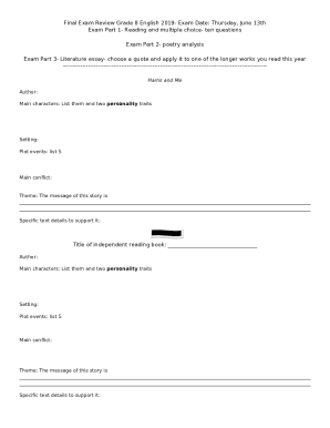 ELA FINAL EXAM REVIEW PACKET GRADE 8 Doc Template | pdfFiller