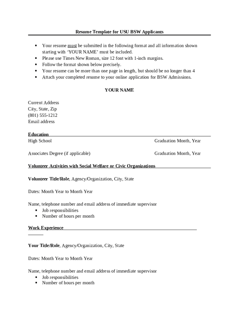 BSW-Resume-template.docx - chass usu Doc Template | pdfFiller