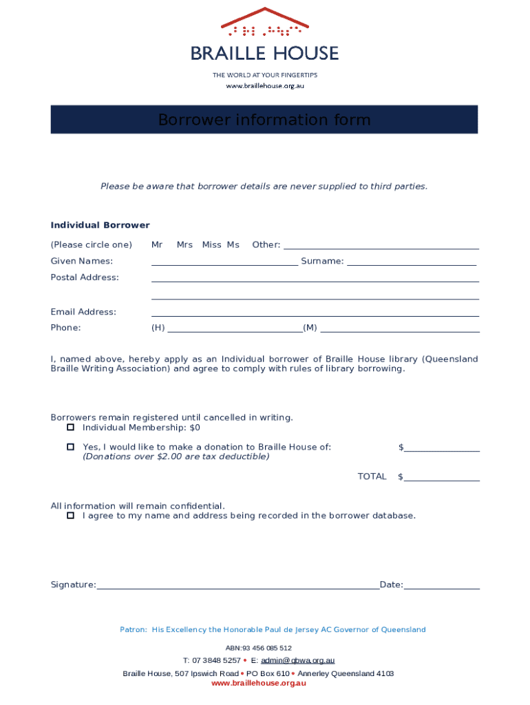 Additional Borrowing Application Doc Template | pdfFiller