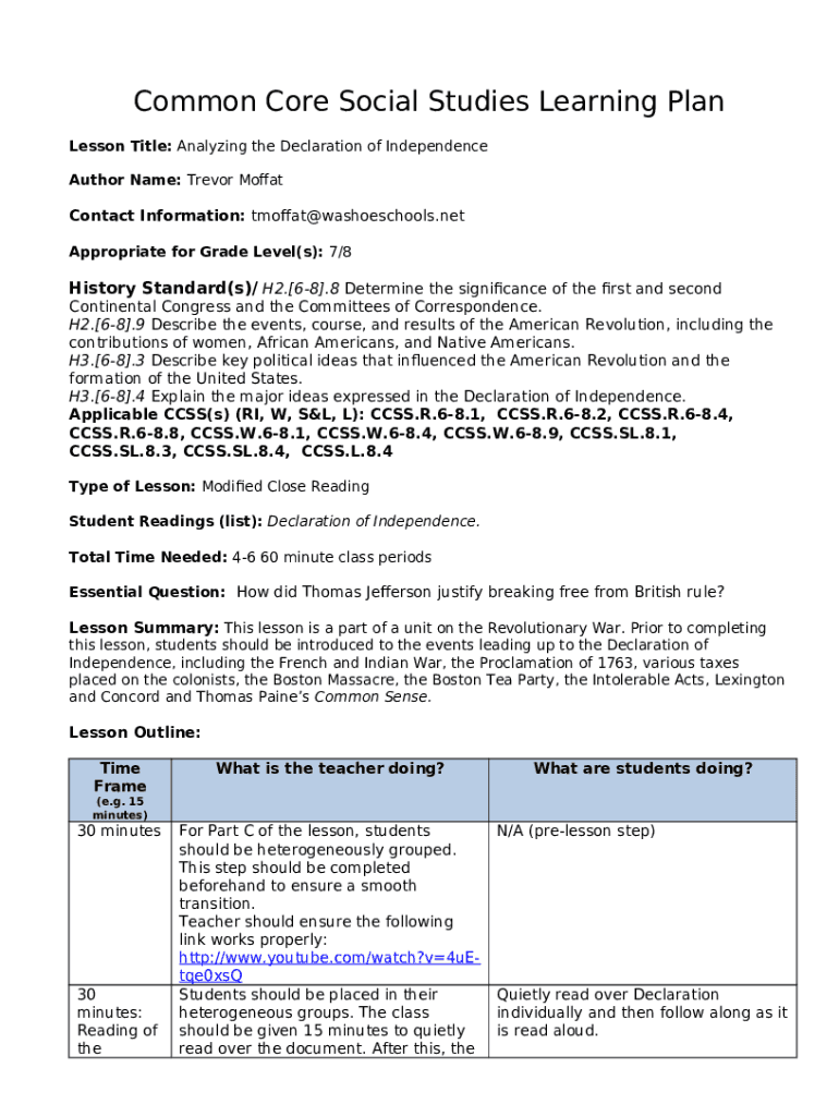 8th GRADE America on the Global Stage (1st Semester) * ... Doc Template ...