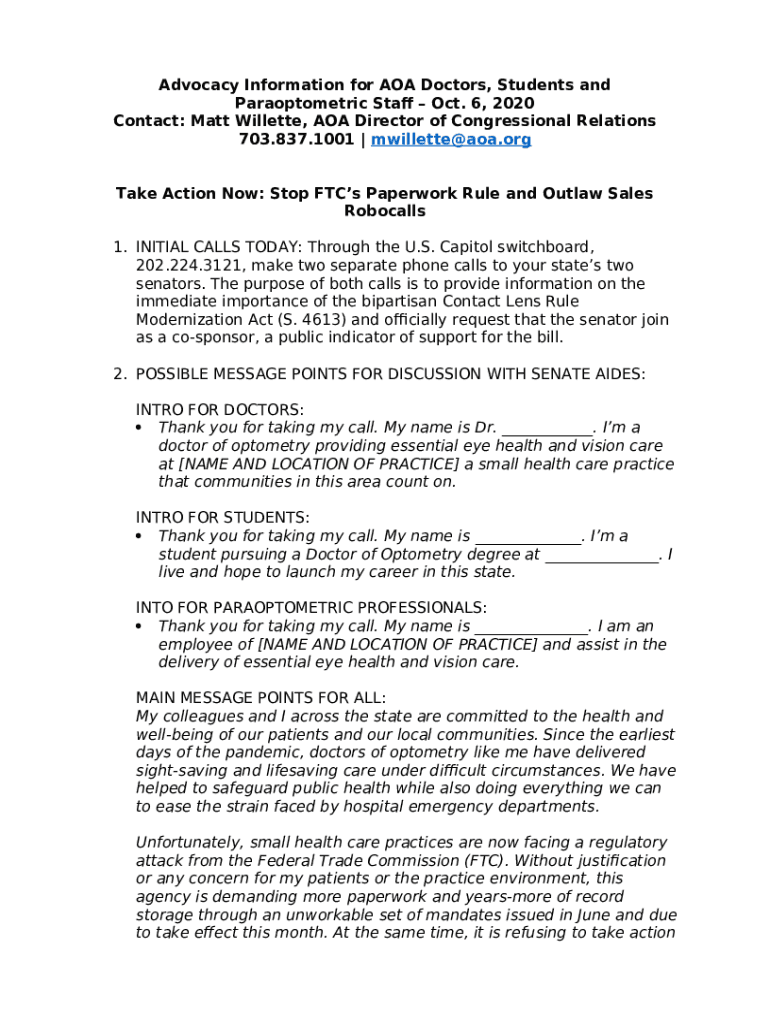 Stop FTC's Paperwork Rule and Outlaw Sales Robocalls Doc Template ...
