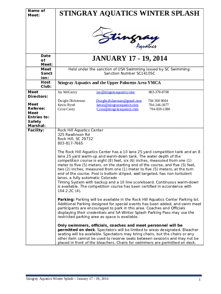 STINGRAY AQUATICS WINTER SPLASH Doc Template | pdfFiller