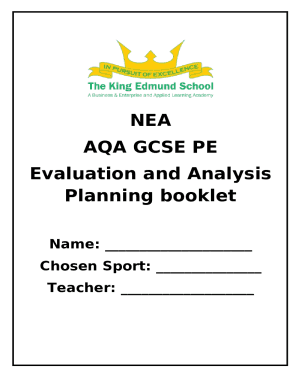 NEA AQA GCSE PE Evaluation and Analysis Planning ... Doc Template ...