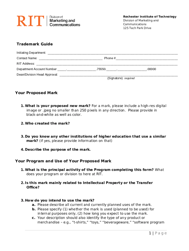 RIT Trademark Registration Doc Template | pdfFiller
