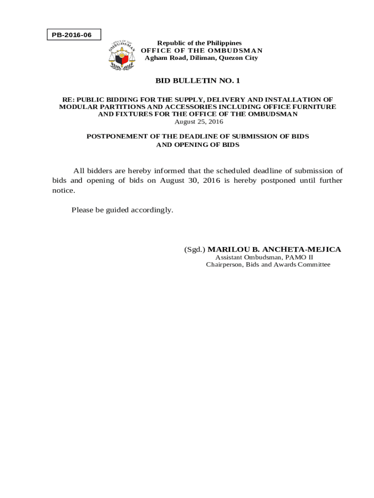 supplemental bid bulletin (modular partitions).1 Doc Template | pdfFiller