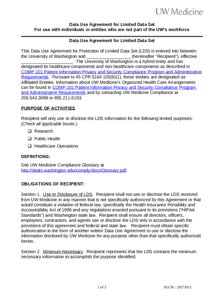 Harvard Catalyst Data Use Agreement for Limited Data Set - depts ...