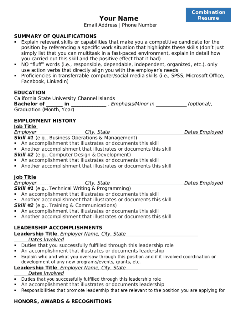 Combination Template Doc Template | pdfFiller