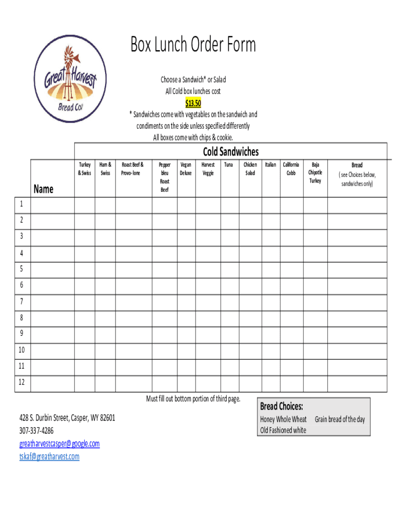 Fillable Online What is in a 'box lunch' - Royal Caribbean ...