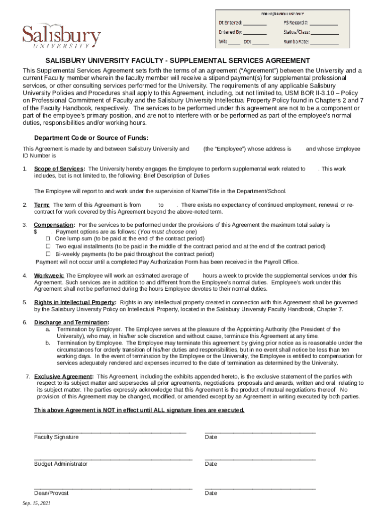 supplemental services agreement Doc Template | pdfFiller