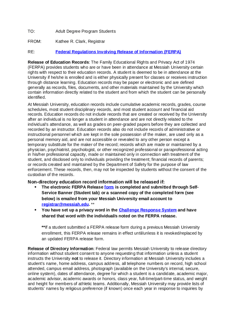 TO:Adult Degree Program Students Doc Template | pdfFiller