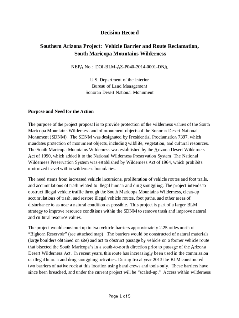 Vehicle Barrier and Route Reclamation, South Maricopa ... Doc Template ...