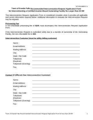NC Interconnection Request Application Doc Template | pdfFiller