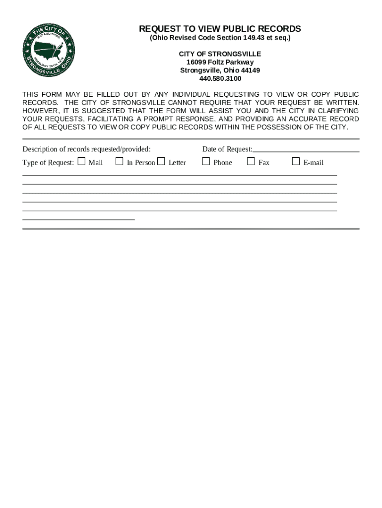 Online REQUEST TO VIEW PUBLIC RECORDS Doc Template | pdfFiller