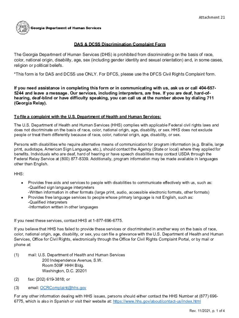 Fillable Online dhs georgia Fillable Online dhs georgia Complaint Form ...