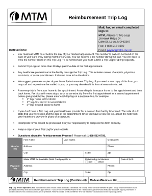 mtm trip log Doc Template Doc Template | pdfFiller