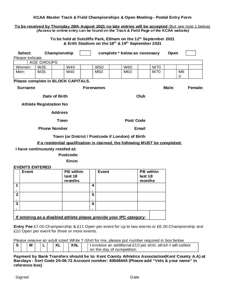 Kent County Athletics AssociationEntry s for the U13 and ... Doc ...
