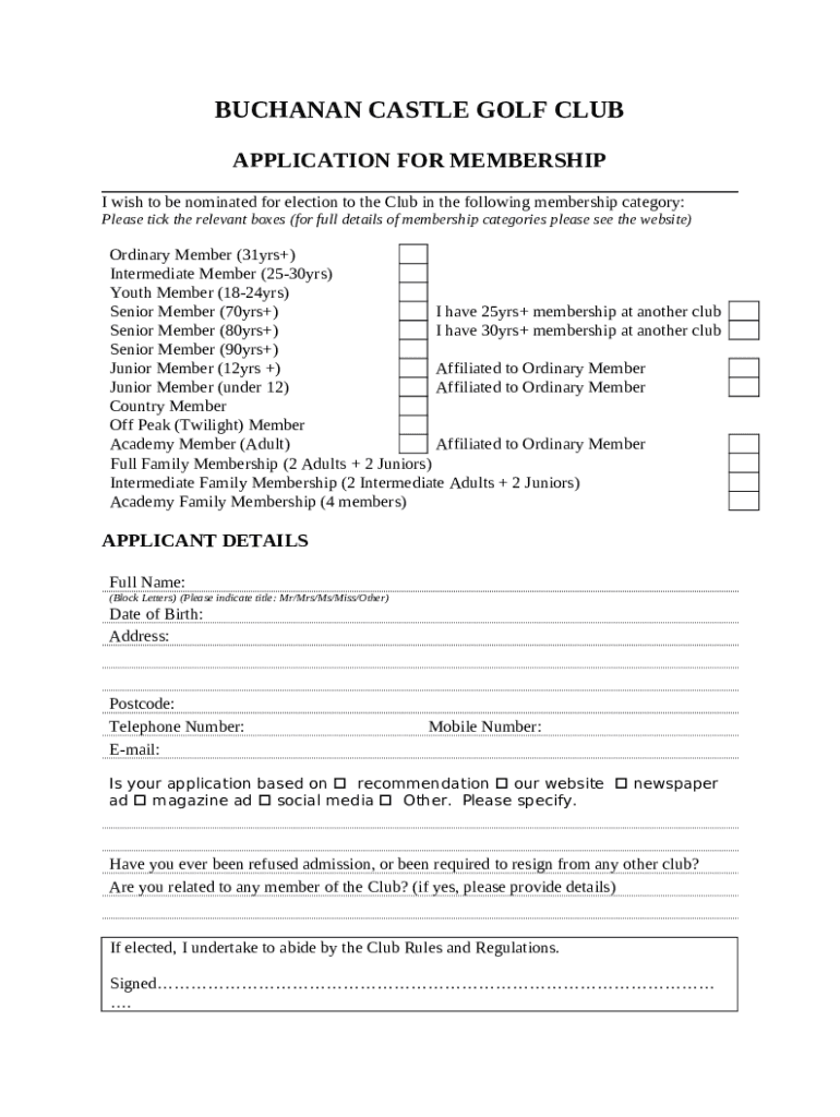 Buchanan-Castle-Golf-Club-Membership-Application- ... Doc Template ...