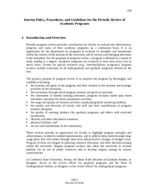 Overview Of The Academic Program Review Process Doc Template Pdffiller