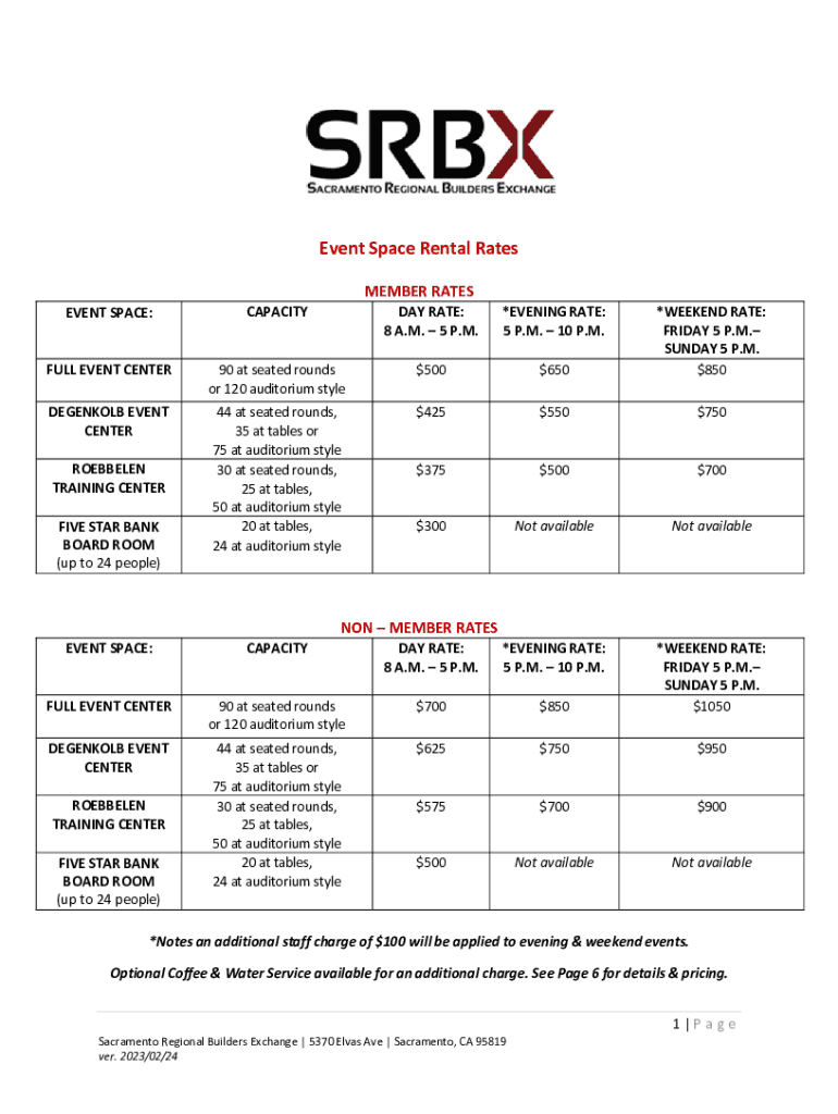 Fillable Online Event Space Rental Rates Fax Email Print - pdfFiller