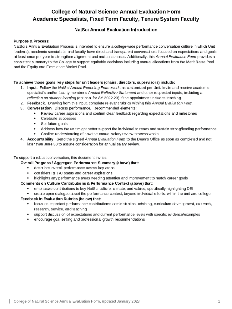 College of Natural Science Annual Evaluation - natsci msu Doc Template | pdfFiller