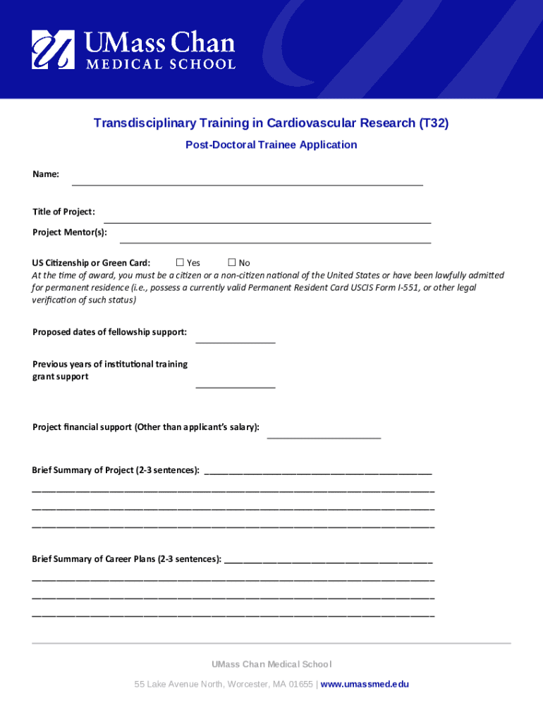 RFA-HL-22-001: T32 Training Program for Institutions That ... Doc Template | pdfFiller