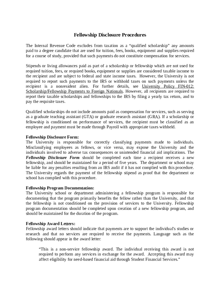 Fellowship Disclosure Procedures - provost virginia Doc Template ...