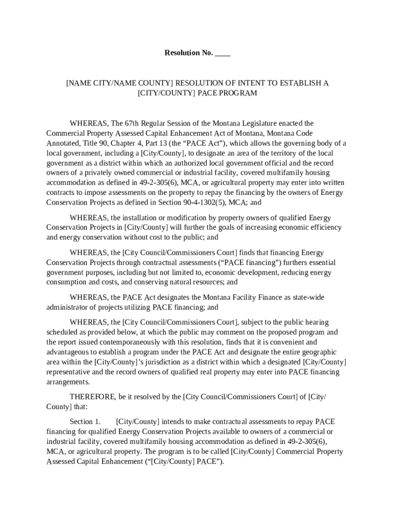 Local Government Resolution of Intent. Local Government Resolution of ...