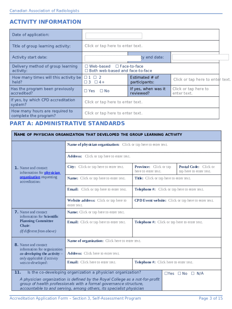 Self Assessment Program - Accreditation Application Doc Template | pdfFiller