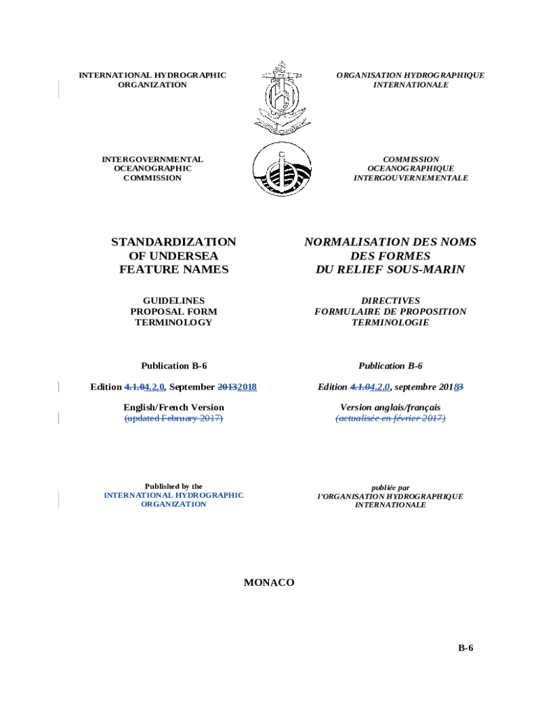 Guidelines for the Standardisation of Undersea Feature ... Doc Template ...