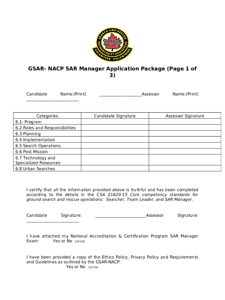 GSAR- NACP SAR Manager Application Package (Page 1 ... Doc Template ...