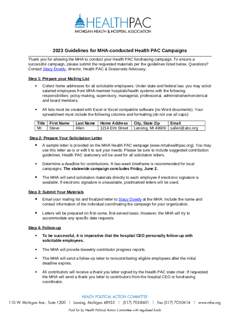 Fundraising for the PAC Doc Template | pdfFiller