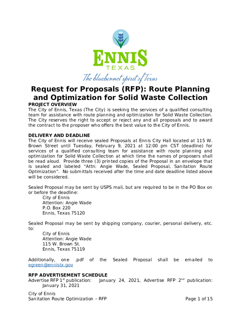 Solid Waste Request for Proposals (RFP) Doc Template | pdfFiller