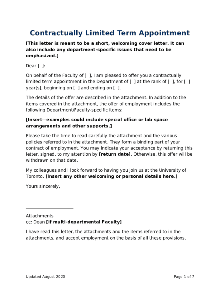 Letter of Appointment - Academic Administrative Procedures Doc Template ...