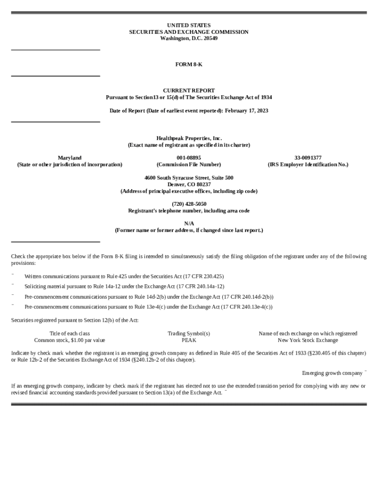 HEALTHPEAK PROPERTIES, INC. ( - cloudfront.net Doc Template | pdfFiller