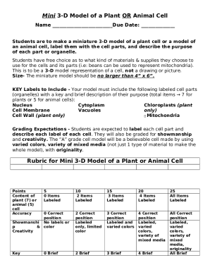 How to make a model animal and plant cell Doc Template | pdfFiller