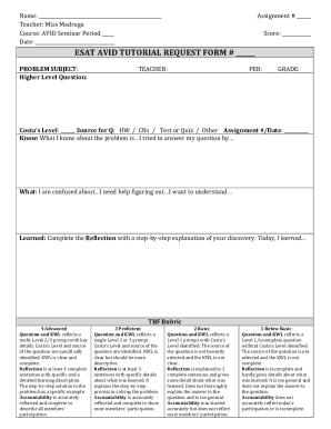 Fillable Online ESAT AVID TUTORIAL REQUEST FORM # Fax Email Print ...
