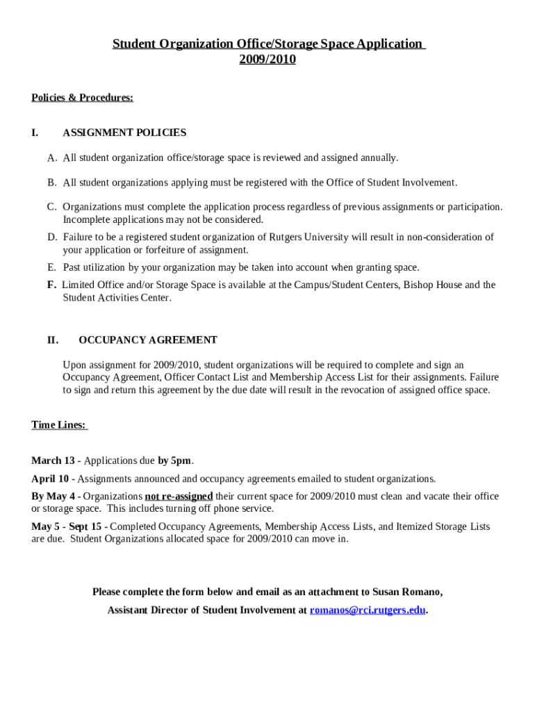Application for OFFICE Space in the Student Organization ... Doc ...